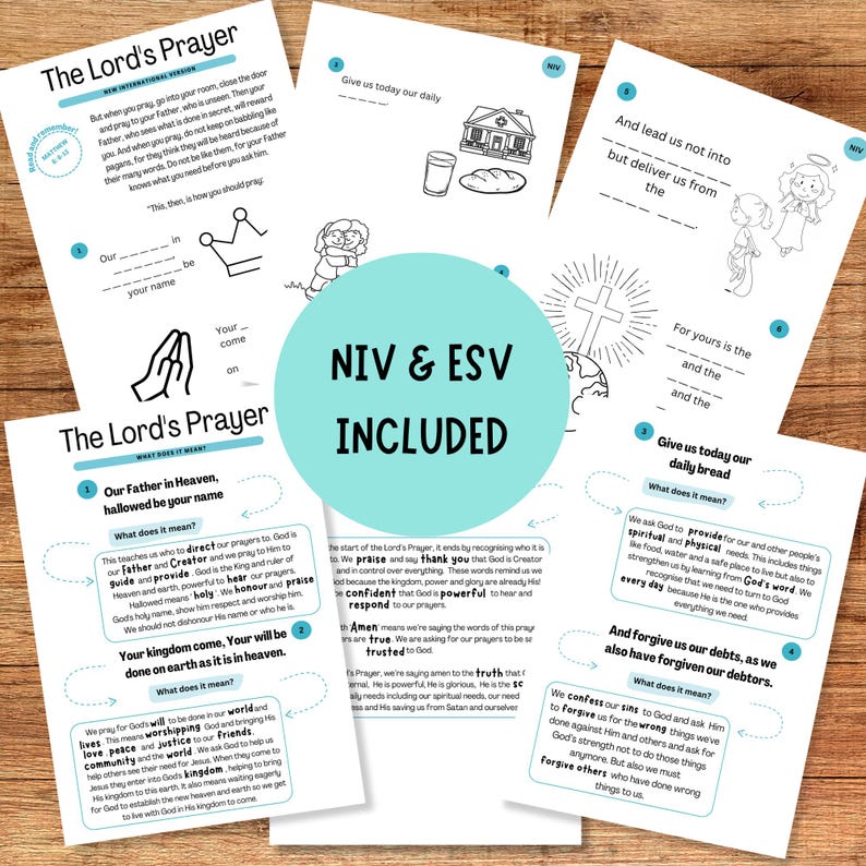 Lord's Prayer Worksheet for Kids, Bible Verse Printable (PDF) - Etsy