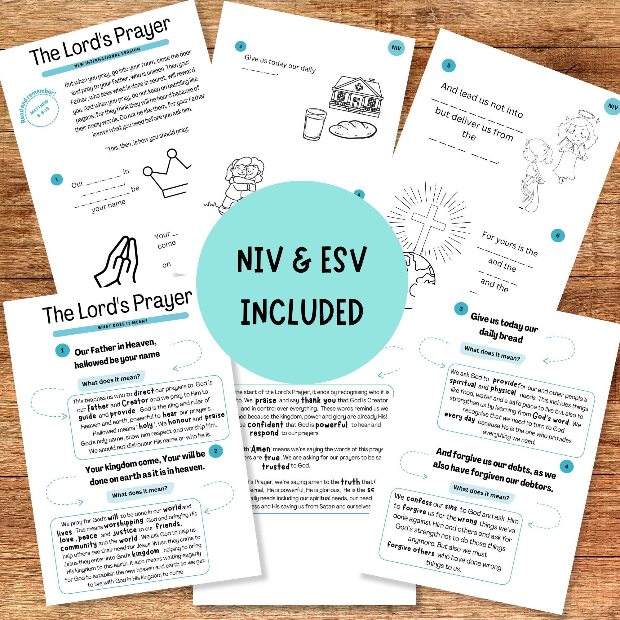 Lord's Prayer Worksheet Kids, Homeschool, Sunday School, Bible Teaching ...