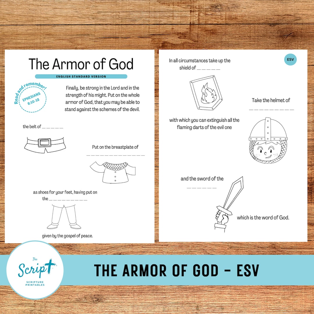 Armor of God Worksheet, Kids,homeschool Learning, Sunday School ...