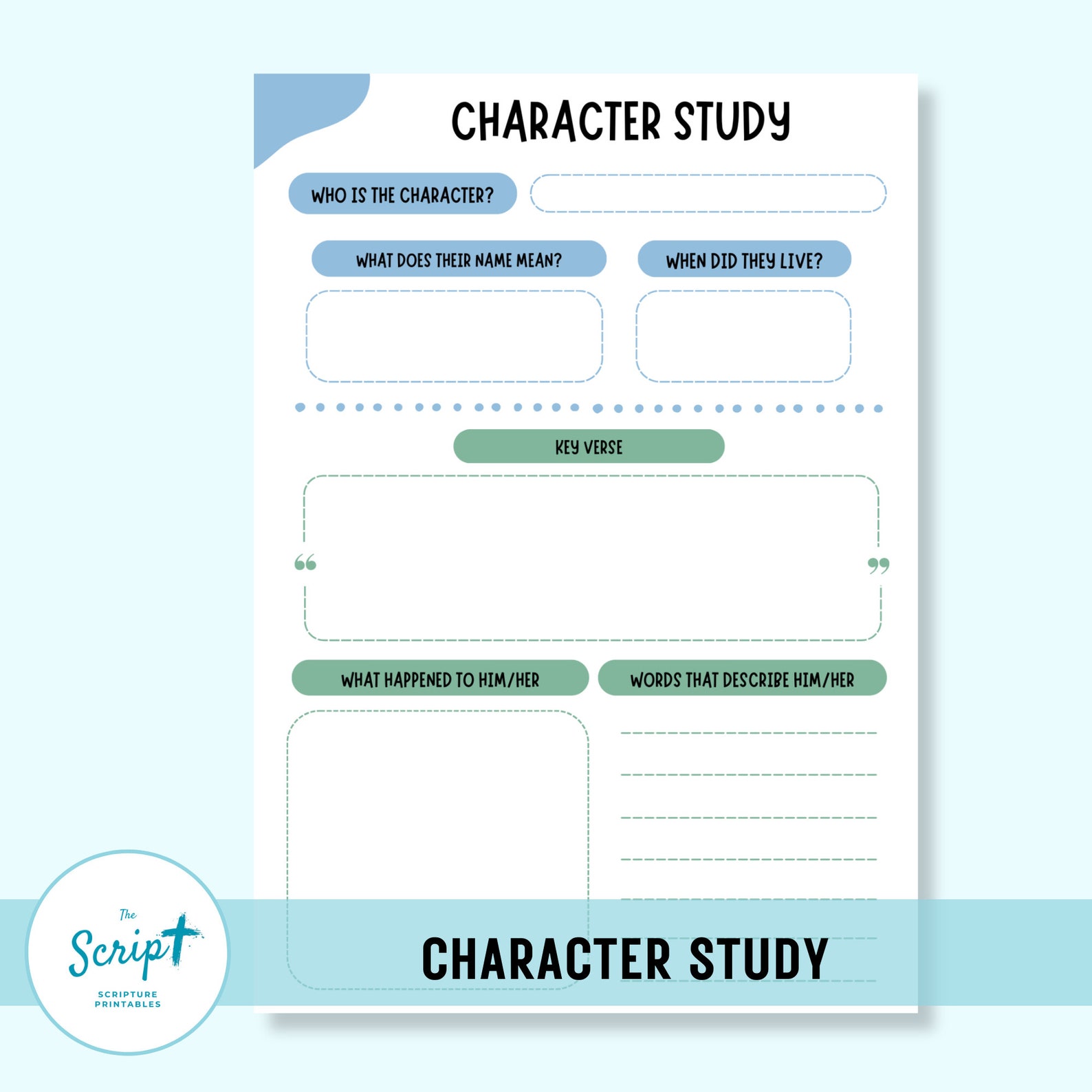 Character Study Template Printable | Christian Printable for Kids ...