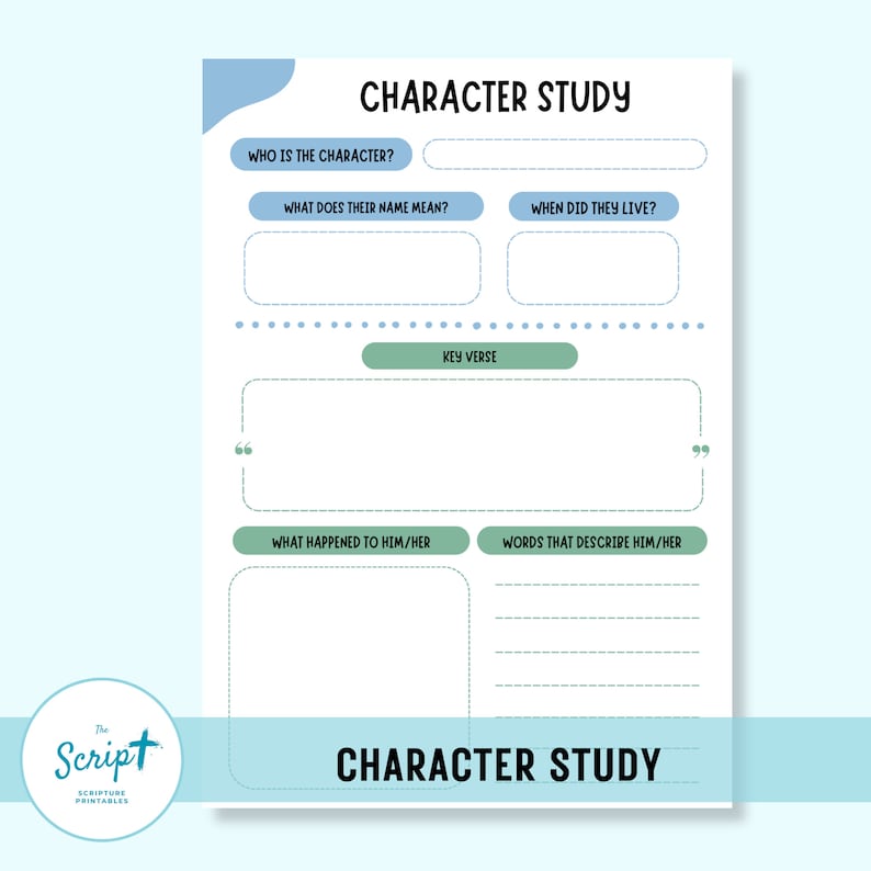 Character Study Template Printable | Christian Printable for Kids ...
