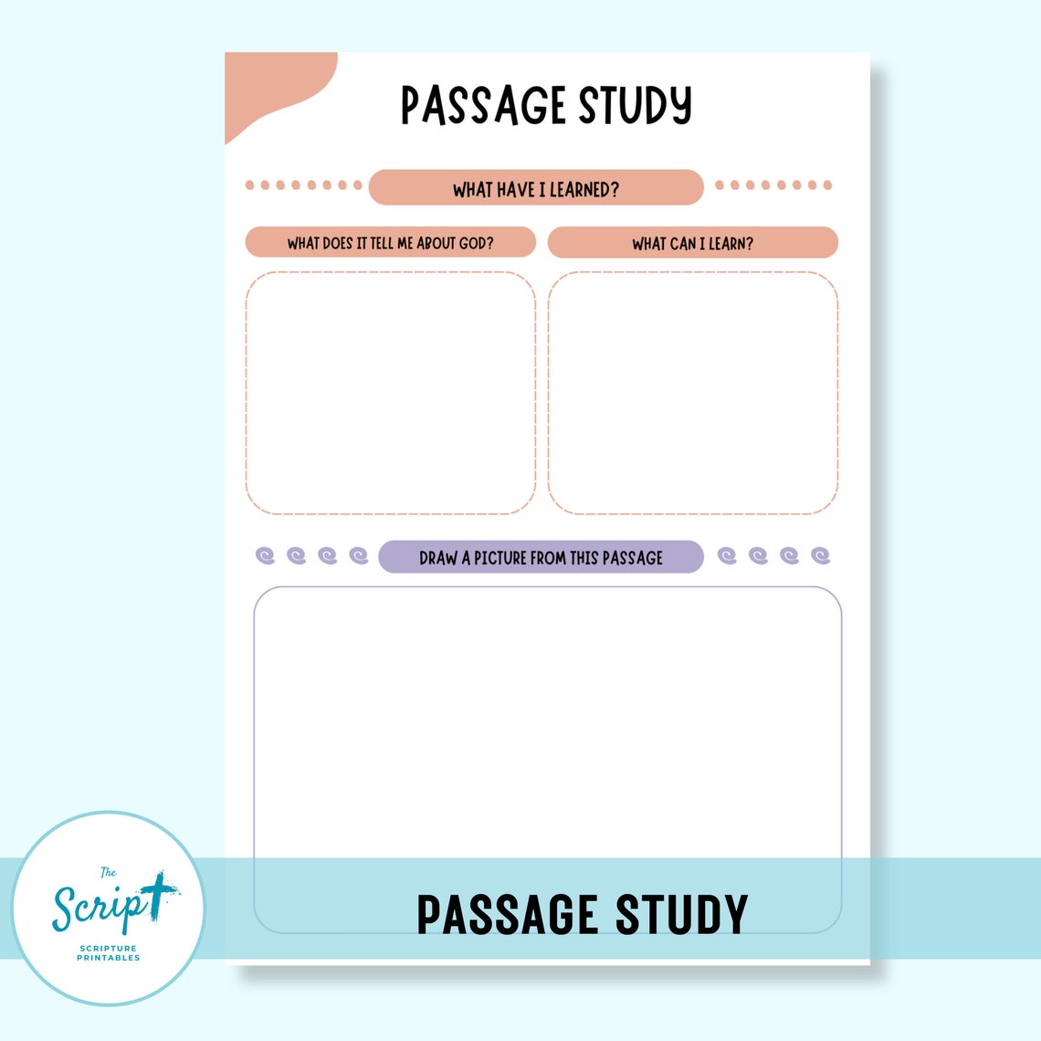Passage Study Template Printable | Christian Printable for Kids | Bible ...