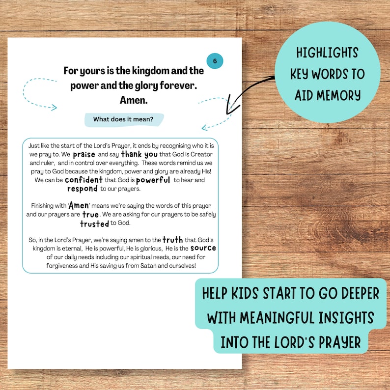 Lord's Prayer Worksheet for Kids, Bible Verse Printable (PDF) - Etsy