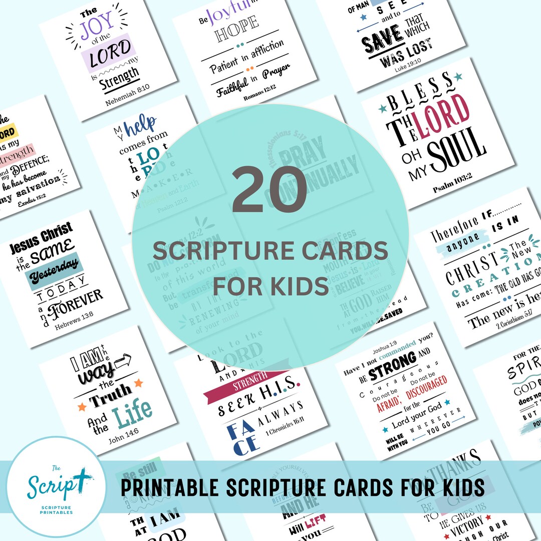 Scripture Cards for Kids Printable,bible Verses for Children,bible ...