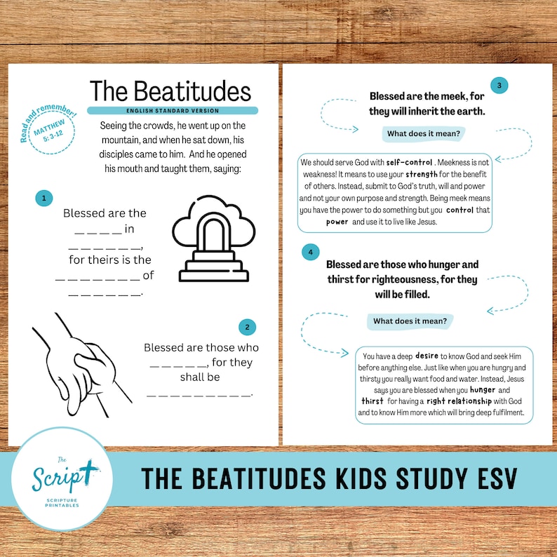 Beatitudes Study Kids Esv,homeschool Learning, Sunday School,beatitudes ...