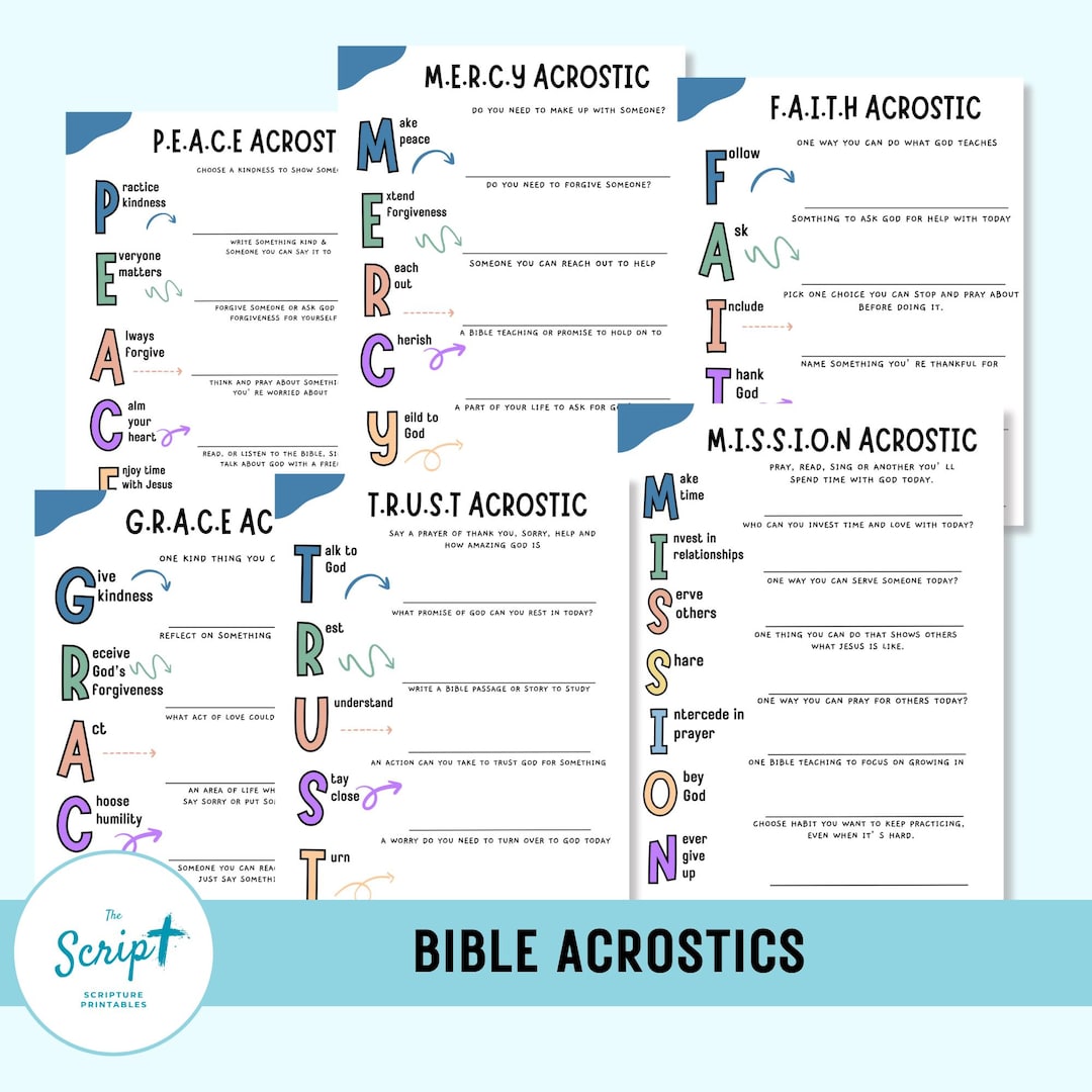 Bible Acrostics, Learn and Grow in Jesus and God, Kids Faith Builder ...