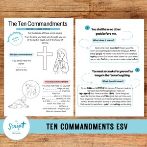 Ten Commandments Worksheet Kids, Homeschool, Sunday School, Bible ...