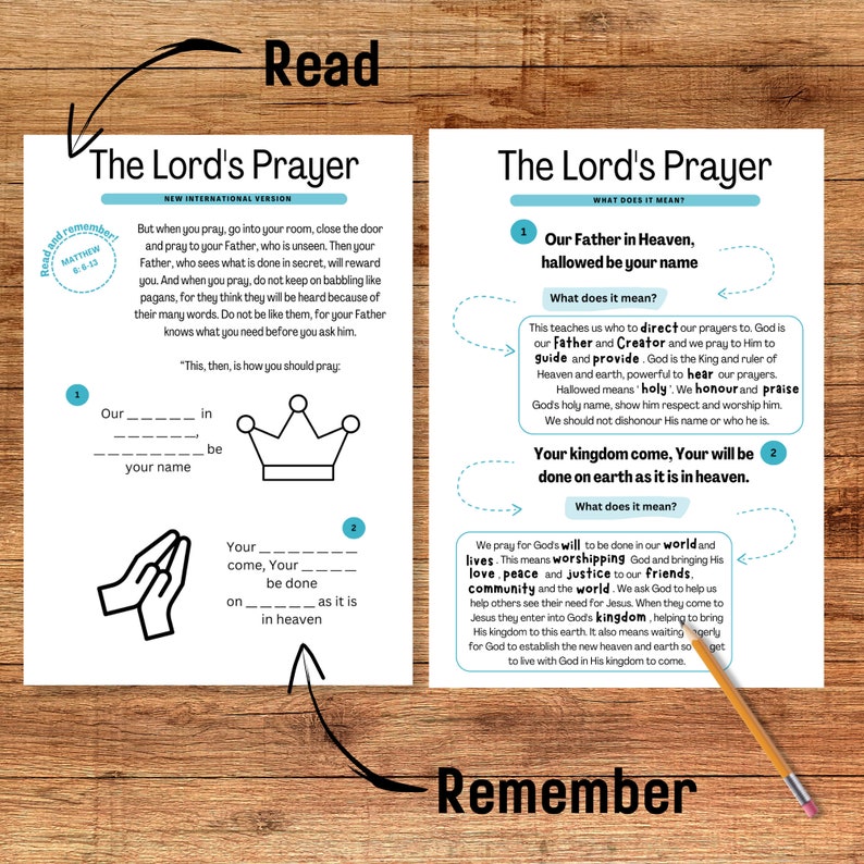 Lord's Prayer Worksheet Kids, Homeschool, Sunday School, Bible Teaching ...