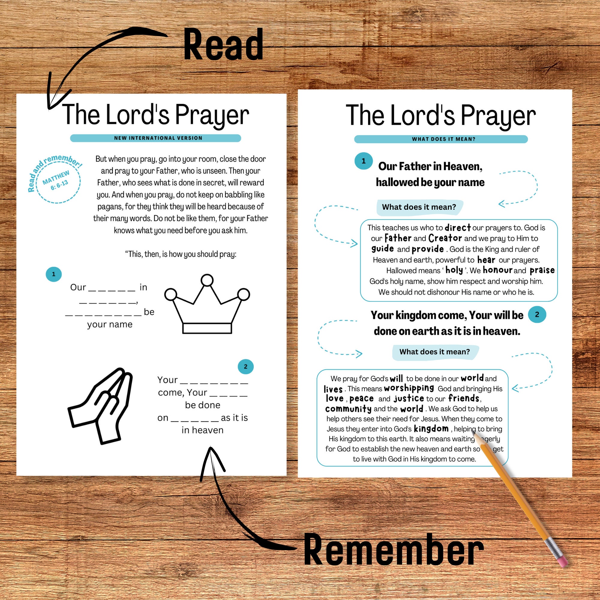 Lord's Prayer Worksheet Kids, Homeschool, Sunday School, Bible Teaching ...