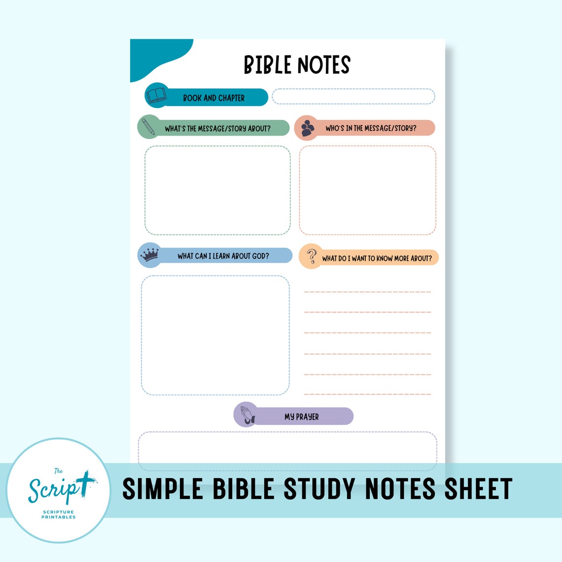 Bible Study Notes Template Printable | Christian Printable for Kids ...