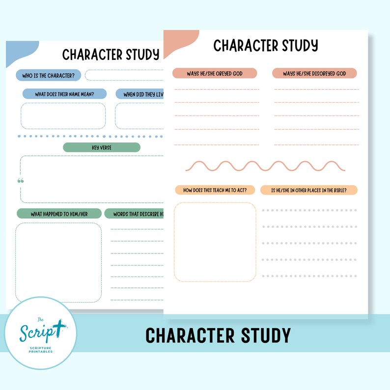 Character Study Template Printable | Christian Printable for Kids ...