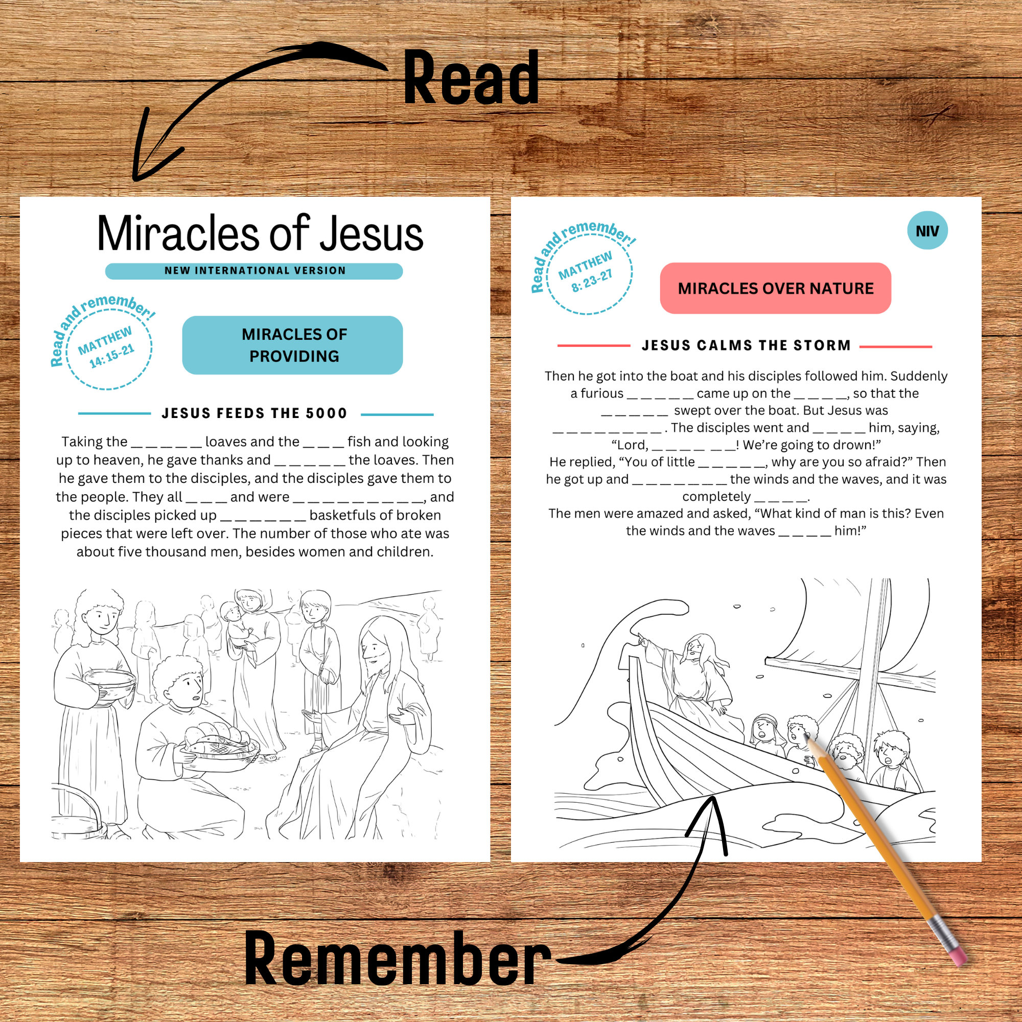Miracles of Jesus Worksheet, Kids Bible Activity (PDF) - Etsy