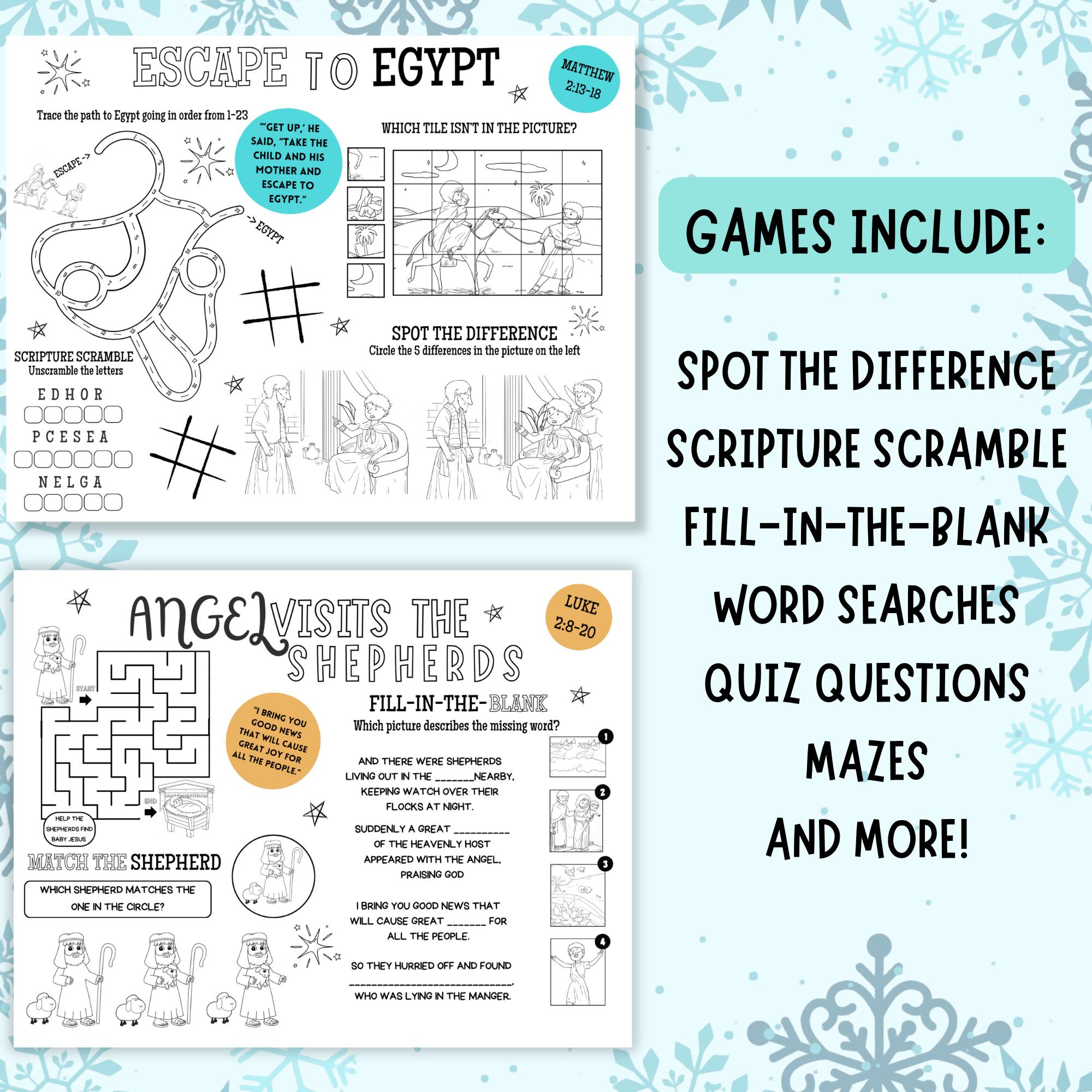 Christian Christmas Activity Mats, Kids Christmas Sunday School ...