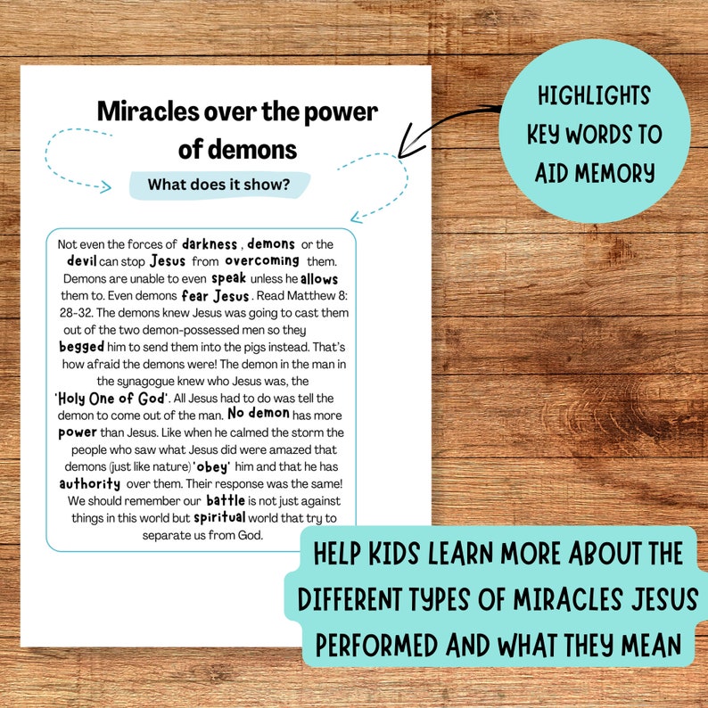 Miracles of Jesus Worksheet for Kids,homeschool, Sunday School ...