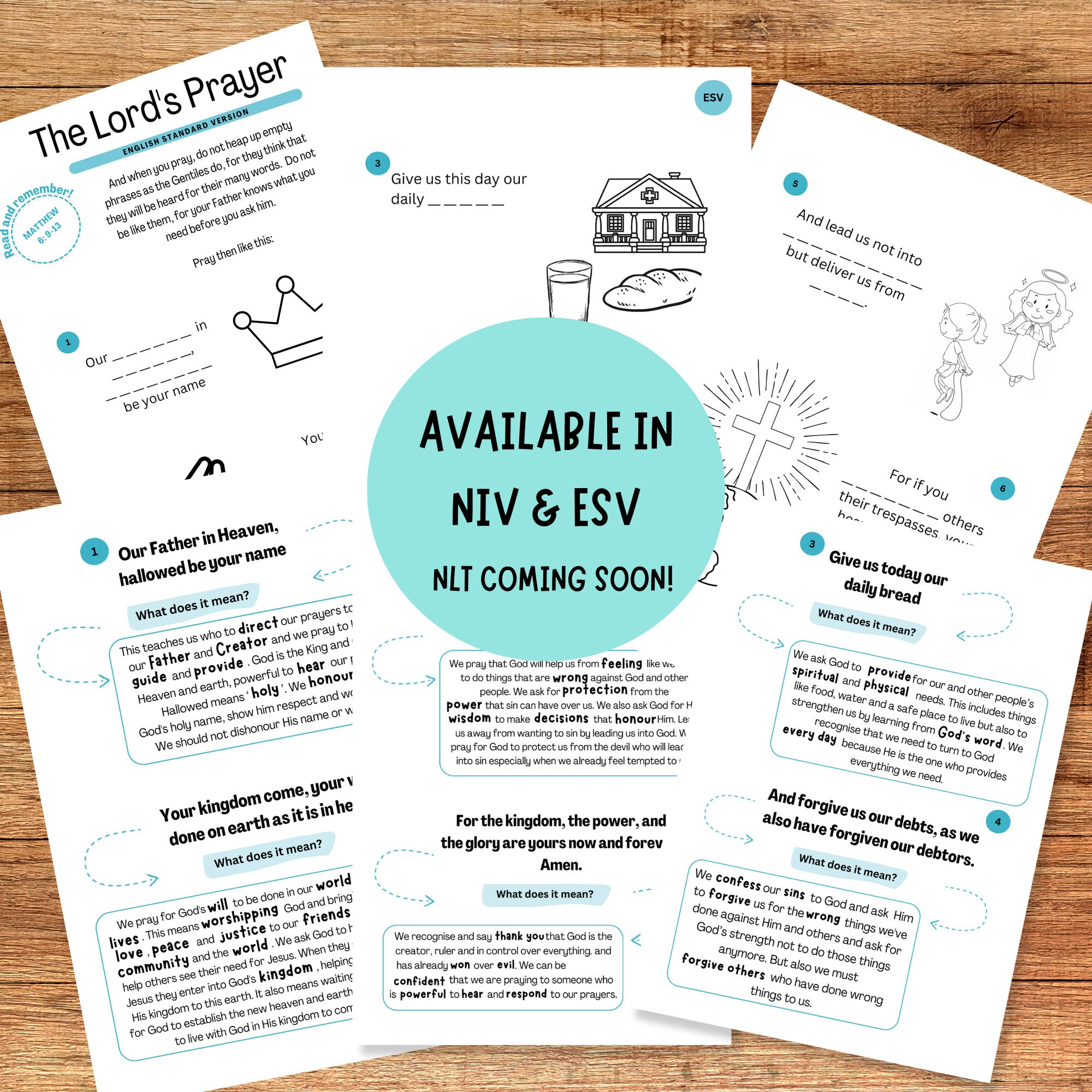 Lord's Prayer Worksheet Kids ESV, Homeschool, Sunday School, Bible ...