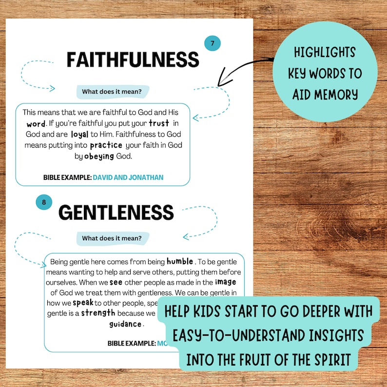 Fruit of the Spirit Worksheet Kids, NIV, Homeschool, Sunday School ...