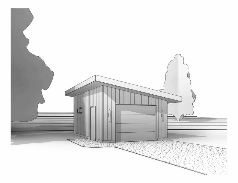 14' X 22' Detached Single Car Garage | Shed Roof - Etsy