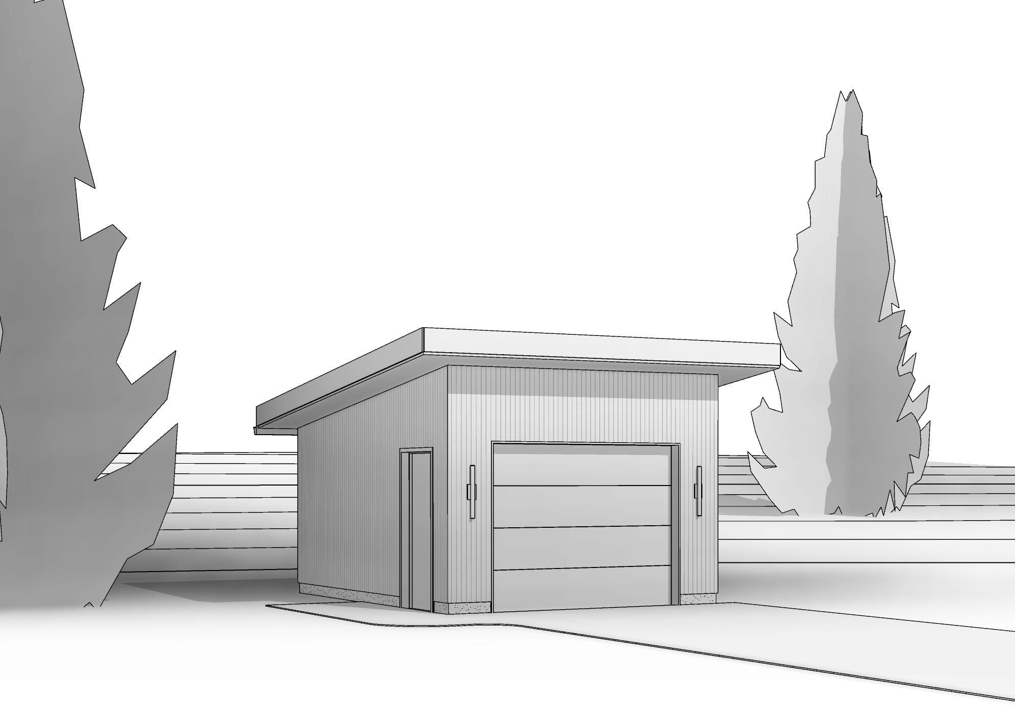 13' X 17' Detached Small Single Car Garage | Shed Roof_v4 - Etsy