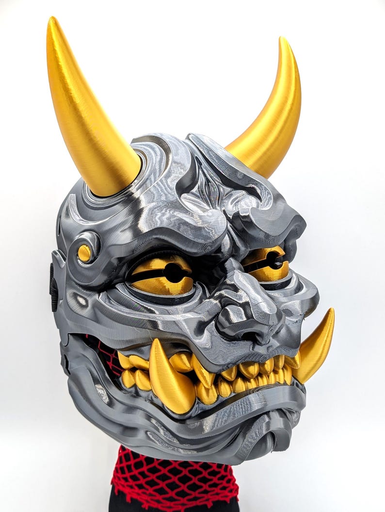 Oni Articulated Mask | Movable Jaw Oni Mask | Samurai Oni Cosplay Mask ...