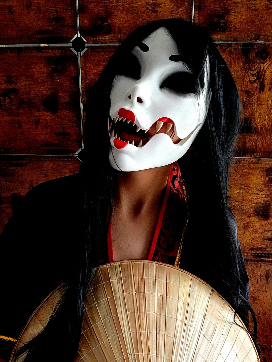 3D Printed Demon Geisha Mask | Geisha Moveable Jaw Mask | Japanese ...