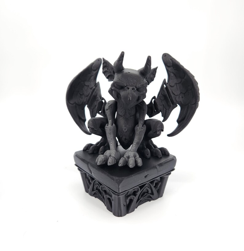 Gargoyle Statue With Trinket Box, Gothic 3D Printed Dark Fantasy Shelf ...