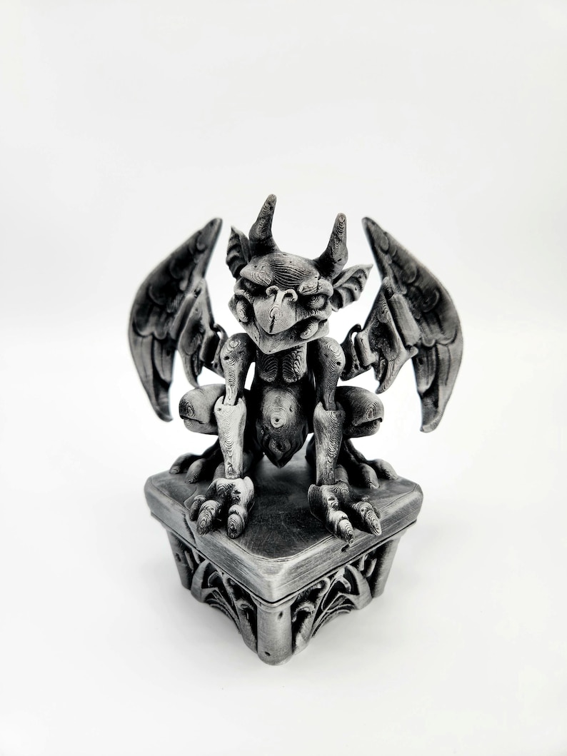 Gargoyle Statue With Trinket Box, Gothic 3D Printed Dark Fantasy Shelf ...