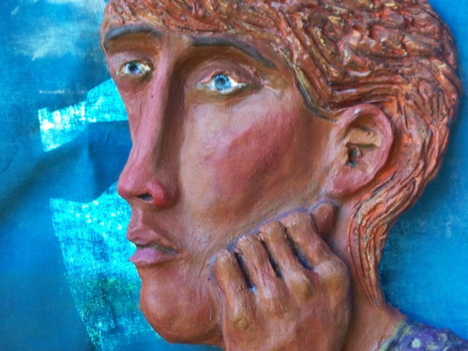 Clay Bas Relief Contemplating Woman - Etsy