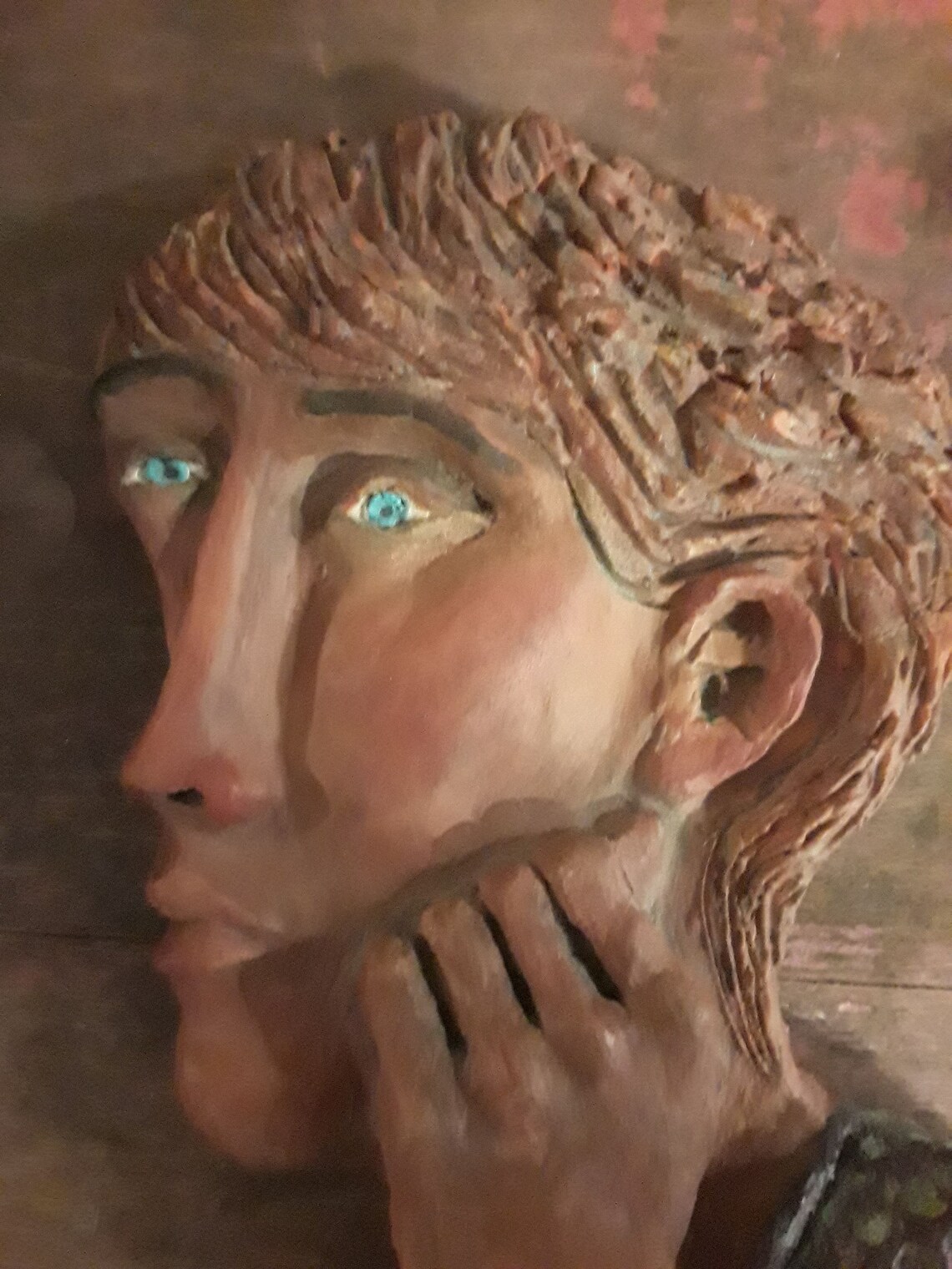 Clay Bas Relief Contemplating Woman - Etsy
