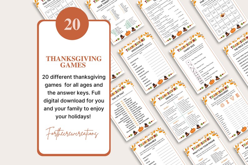 Thanksgiving Games Bundle Printable: Friendsgiving Party Game, Trivia ...