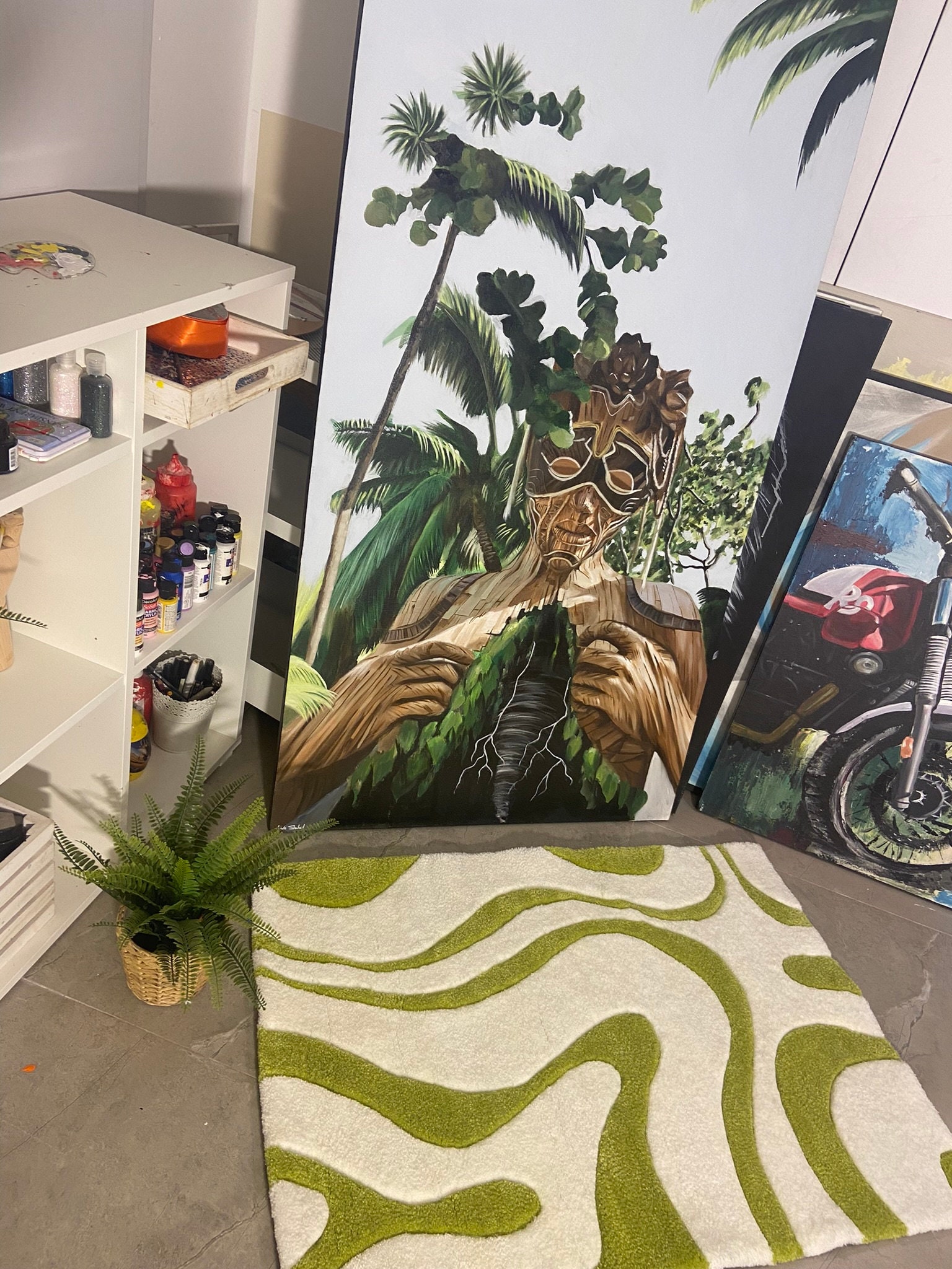 Green White Tufted Rug Room Decor Home Decor Housewarming Gift Area ...