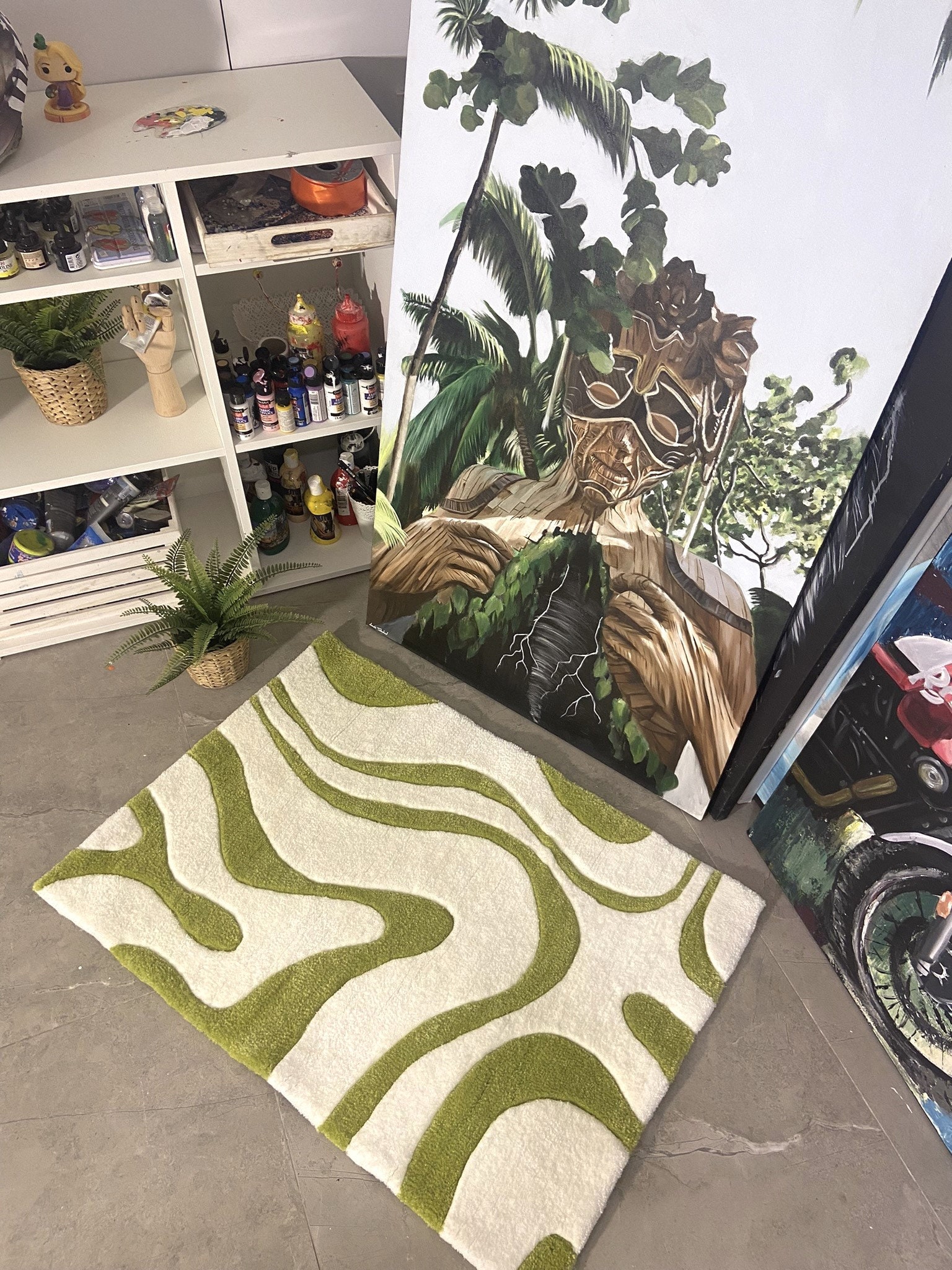 Green White Tufted Rug Room Decor Home Decor Housewarming Gift Area ...