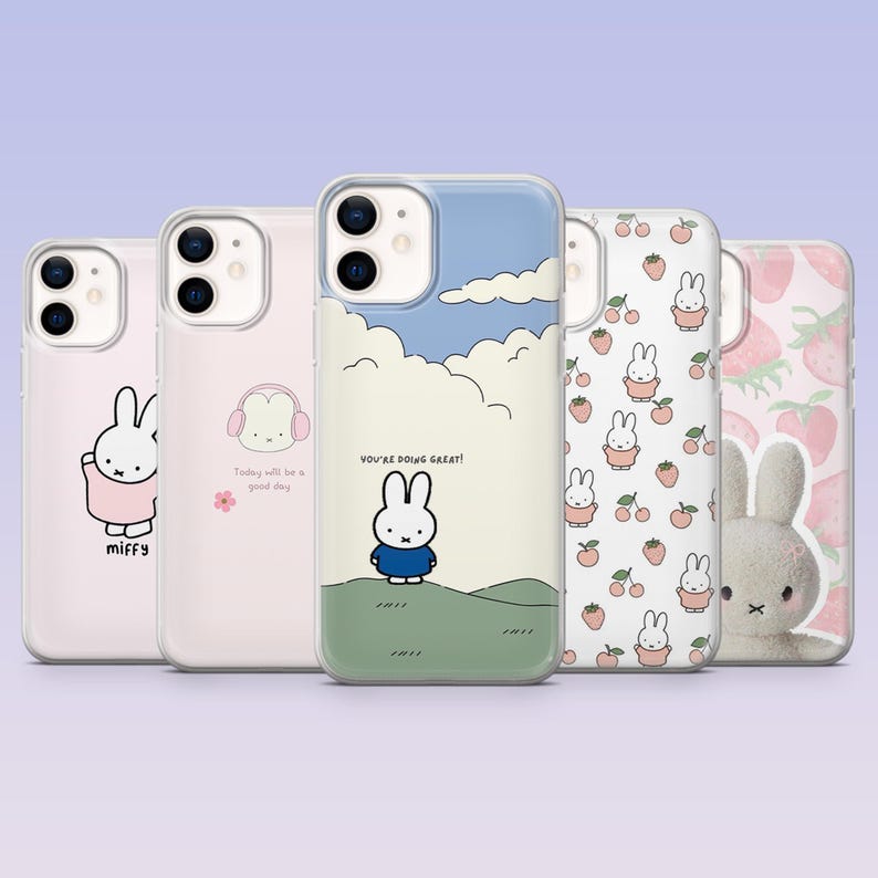 Kawaii Miffy Phone Case Kid Bunny Cute Rabbit Cover for iPhone 16, 15 ...