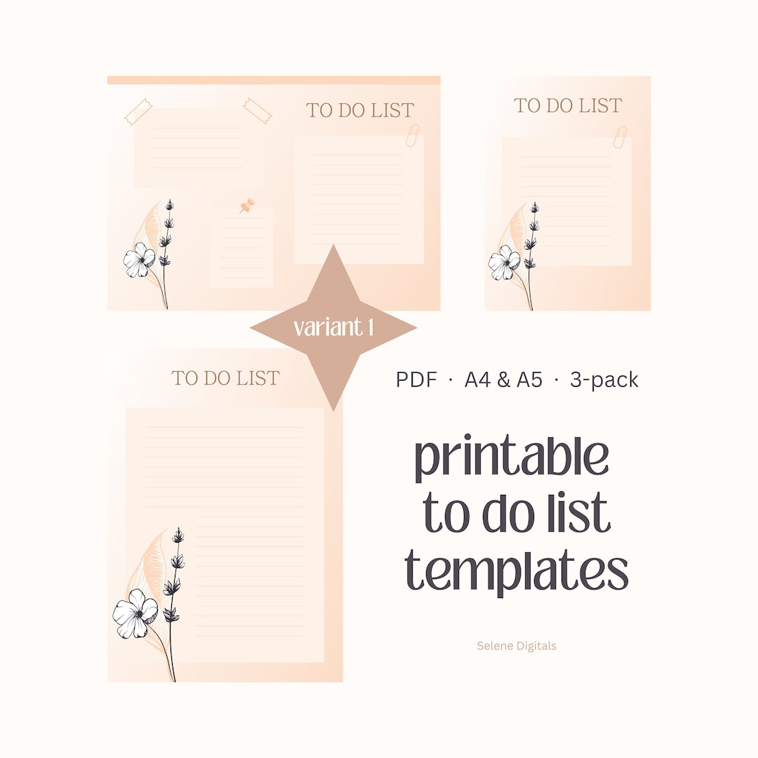 Printable To-do Lists 3-PACK Wildflower Themed to Do Lists Handdrawn ...