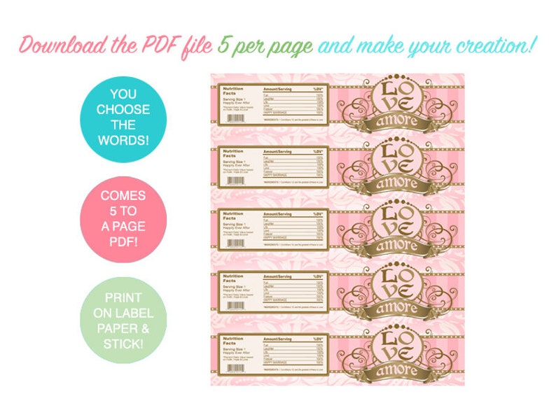 Digital File Make Your Own Pink and Ivory LOVE Amore French Elegant ...