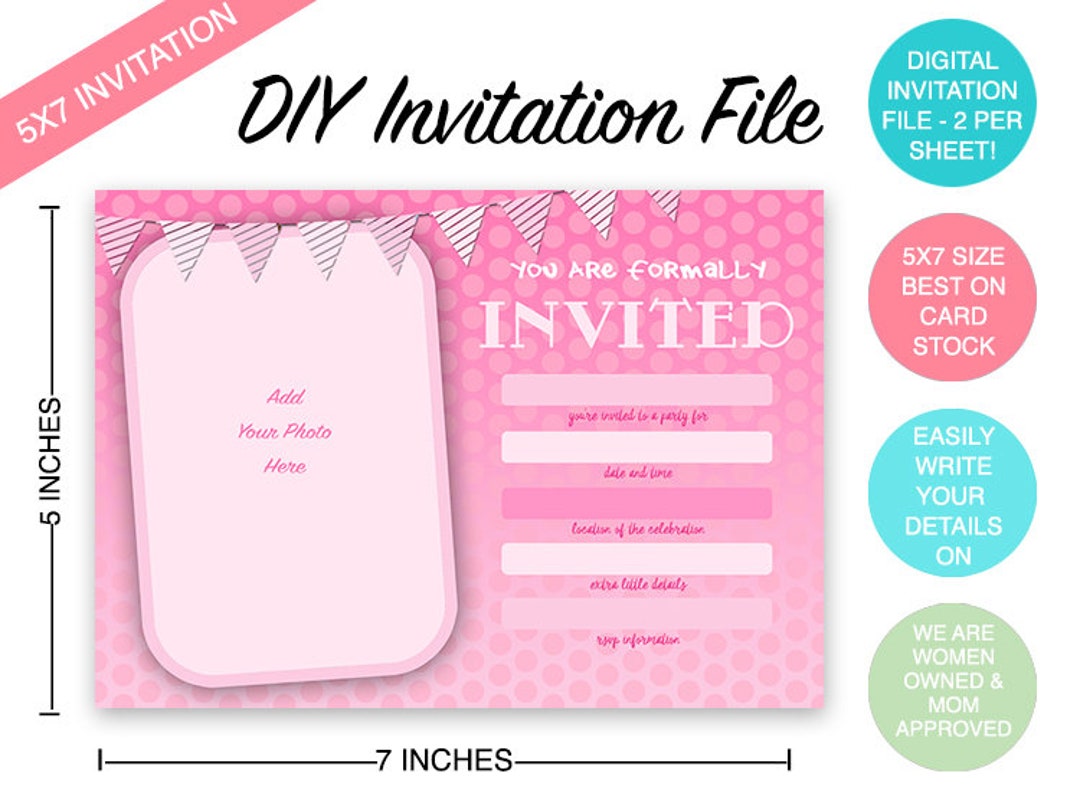 Pink Polka Dot Birthday Invitations Digital Print Your Own Add Your Own ...