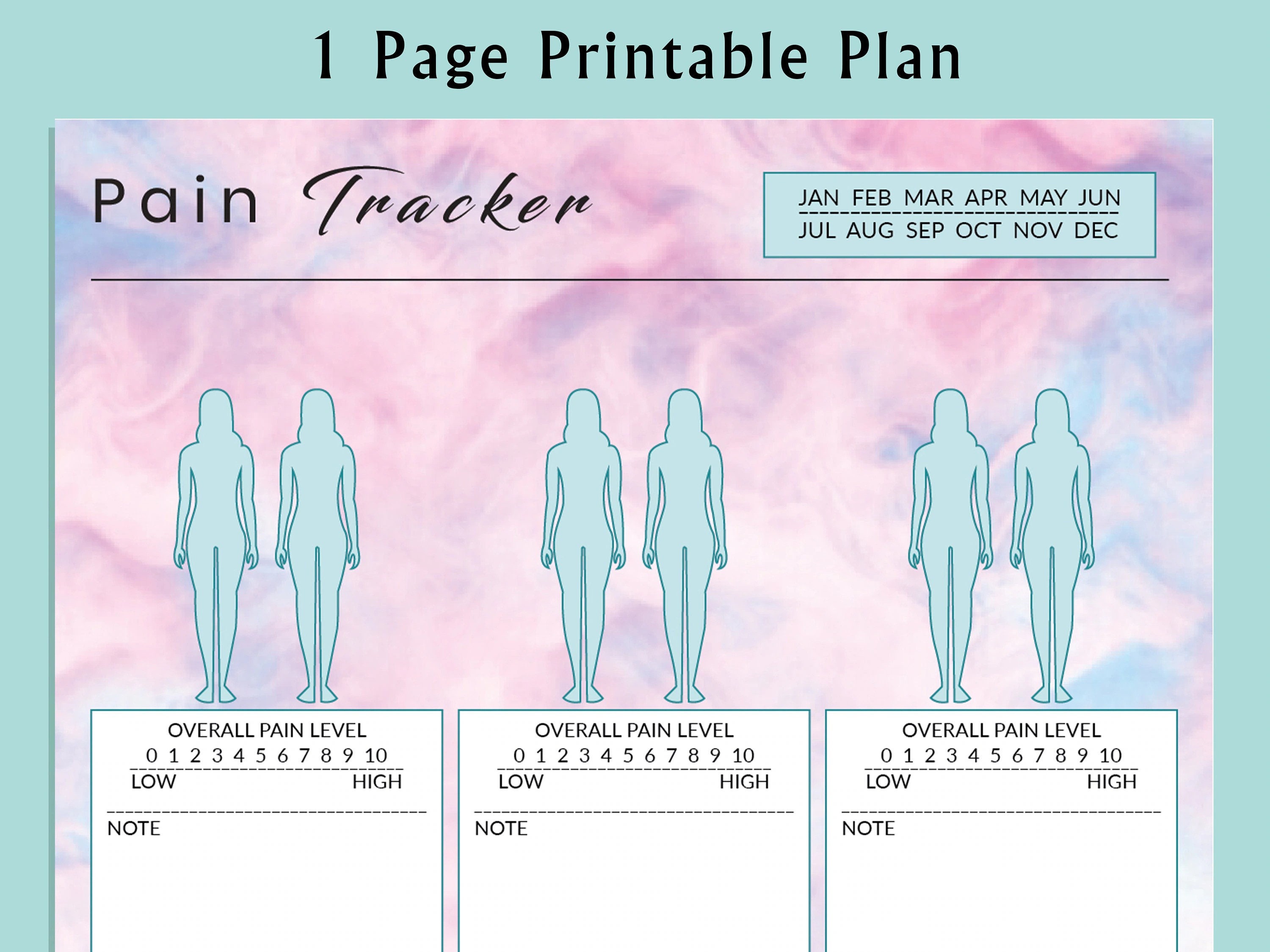 Pain Tracker, Printable Pain Tracker, Chart Monthly Symptom Frequency ...