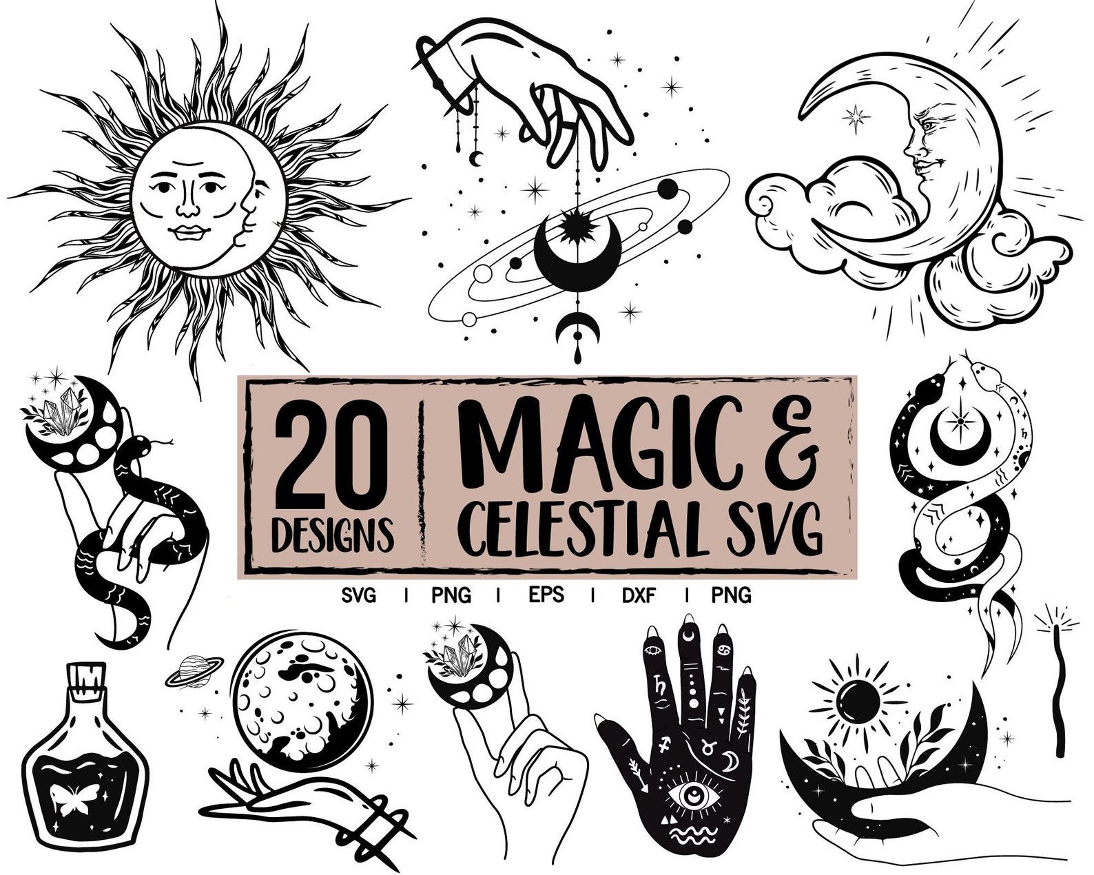 Mystical SVG Bundle, Mystical SVG , Witchy SVG, Magic Svg, Mystic Moon ...