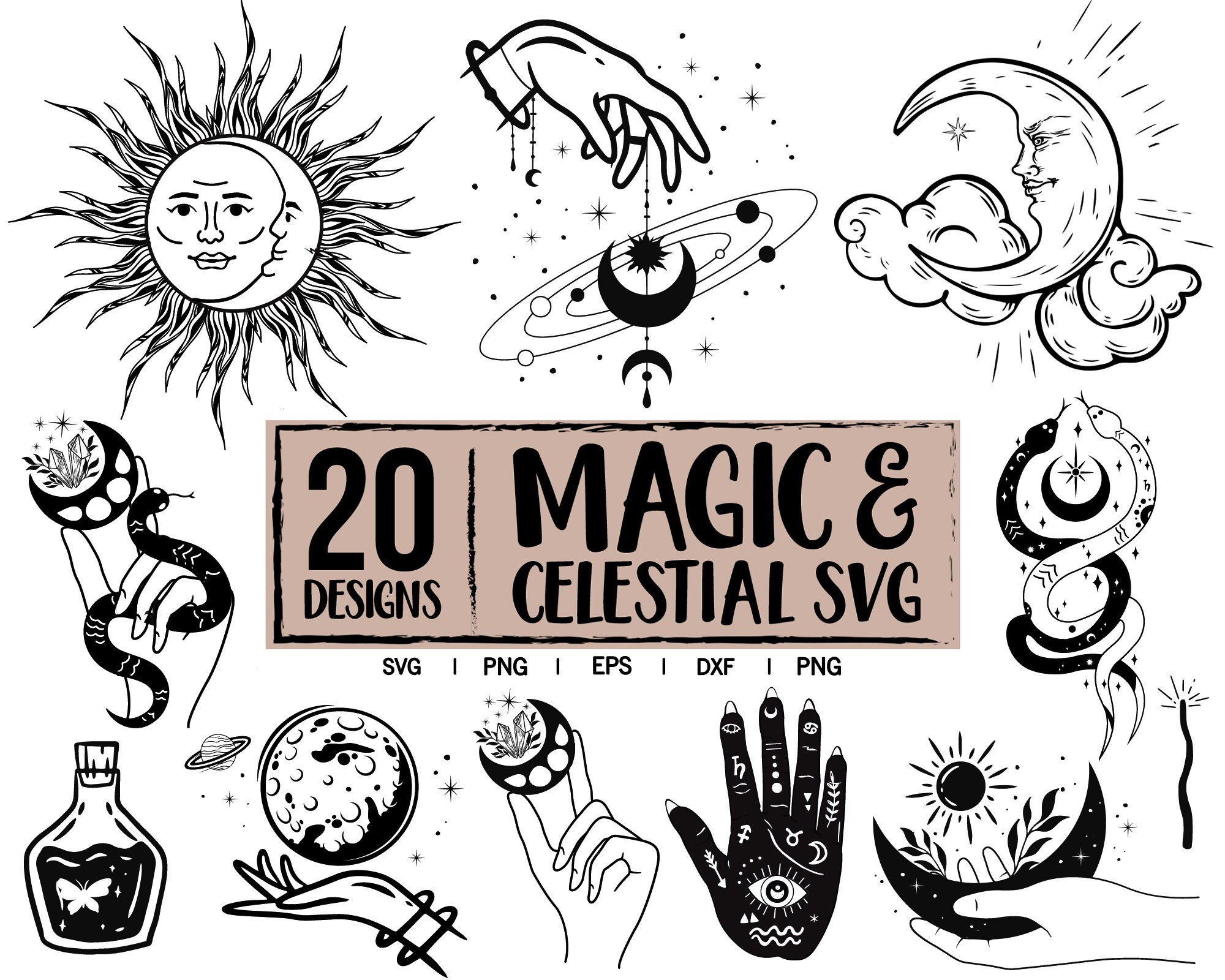 Mystical SVG Bundle, Mystical SVG , Witchy SVG, Magic Svg, Mystic Moon ...