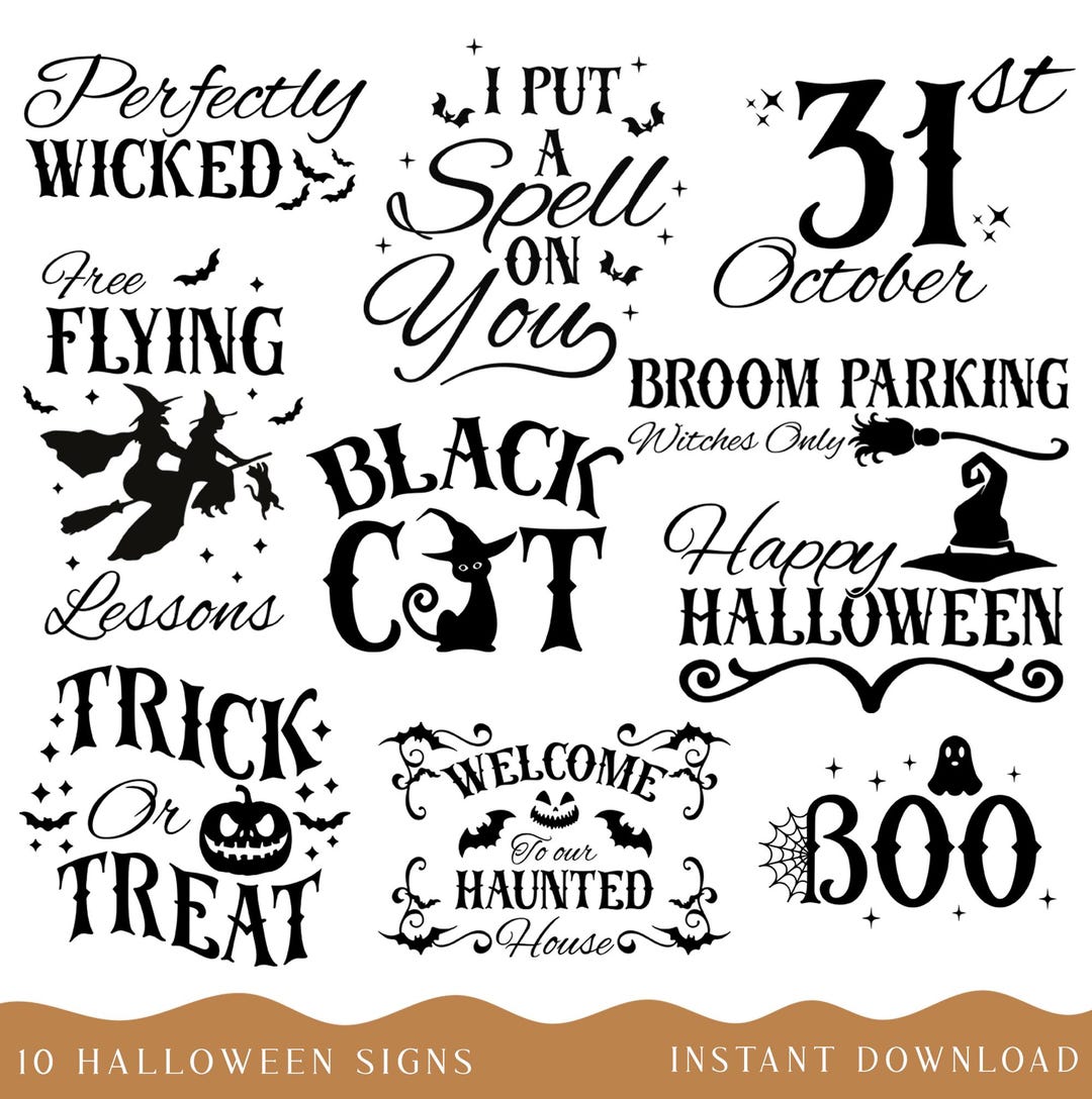 Halloween Sign SVG Bundle, Halloween Svg Bundle, Halloween Decor Svg ...