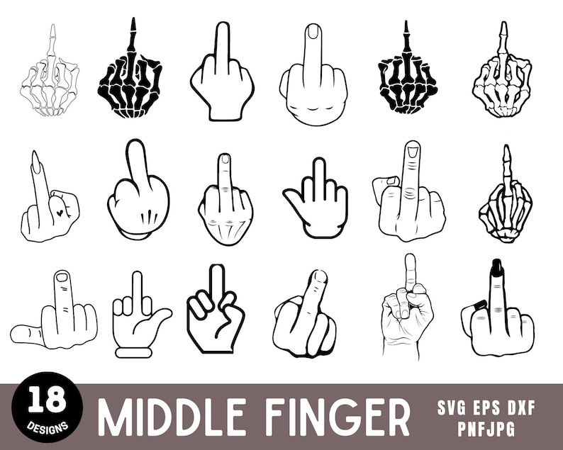 Middle Finger SVG Bundle Middle Finger Cricut Cut File Skeleton Middle ...