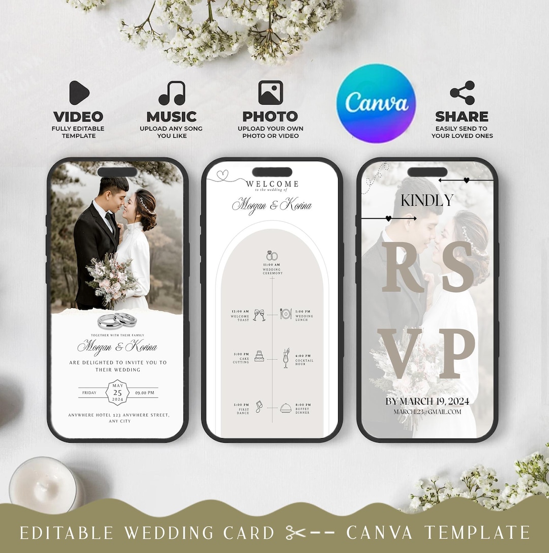 Editable Digital Wedding Invitation, Electronic Wedding Invite ...