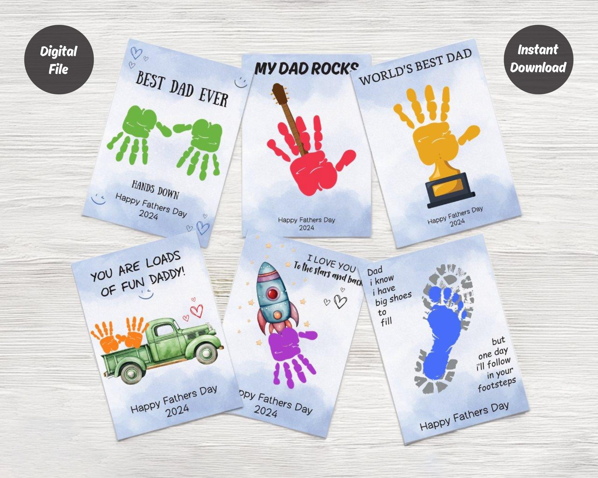 Father's Day Printable Art Bundle Handprint Art & Activity Pages for ...