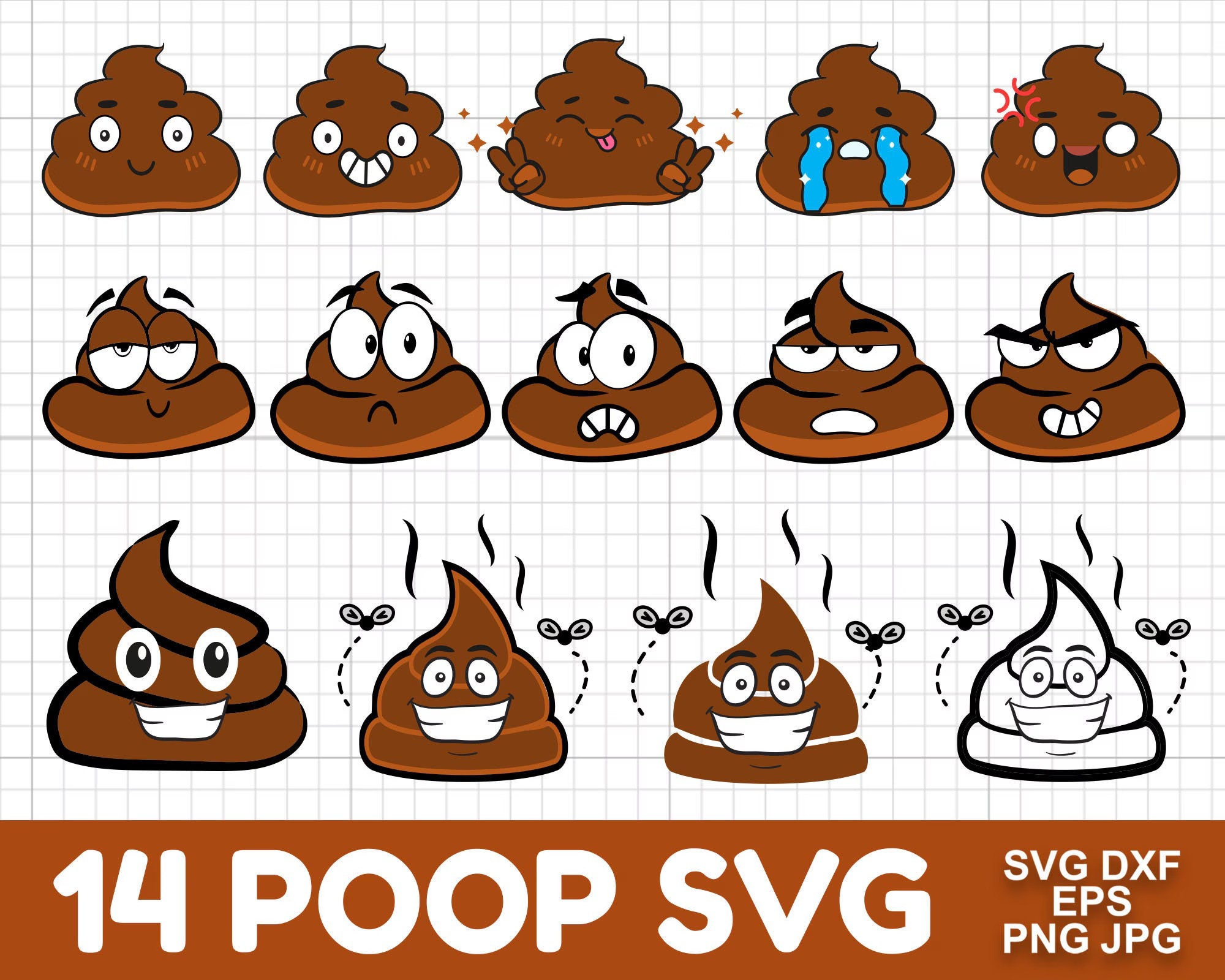 Poop SVG Bundle, Poop Face SVG, Poop SVG, Poop Clipart, Files for ...
