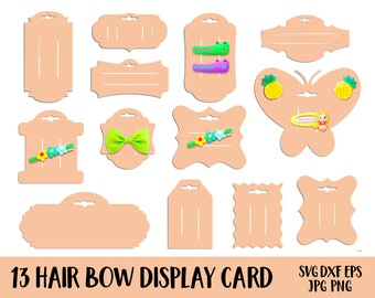 Bow Card Template SVG, Bow Display Card, Hair Clip Display Card Svg ...
