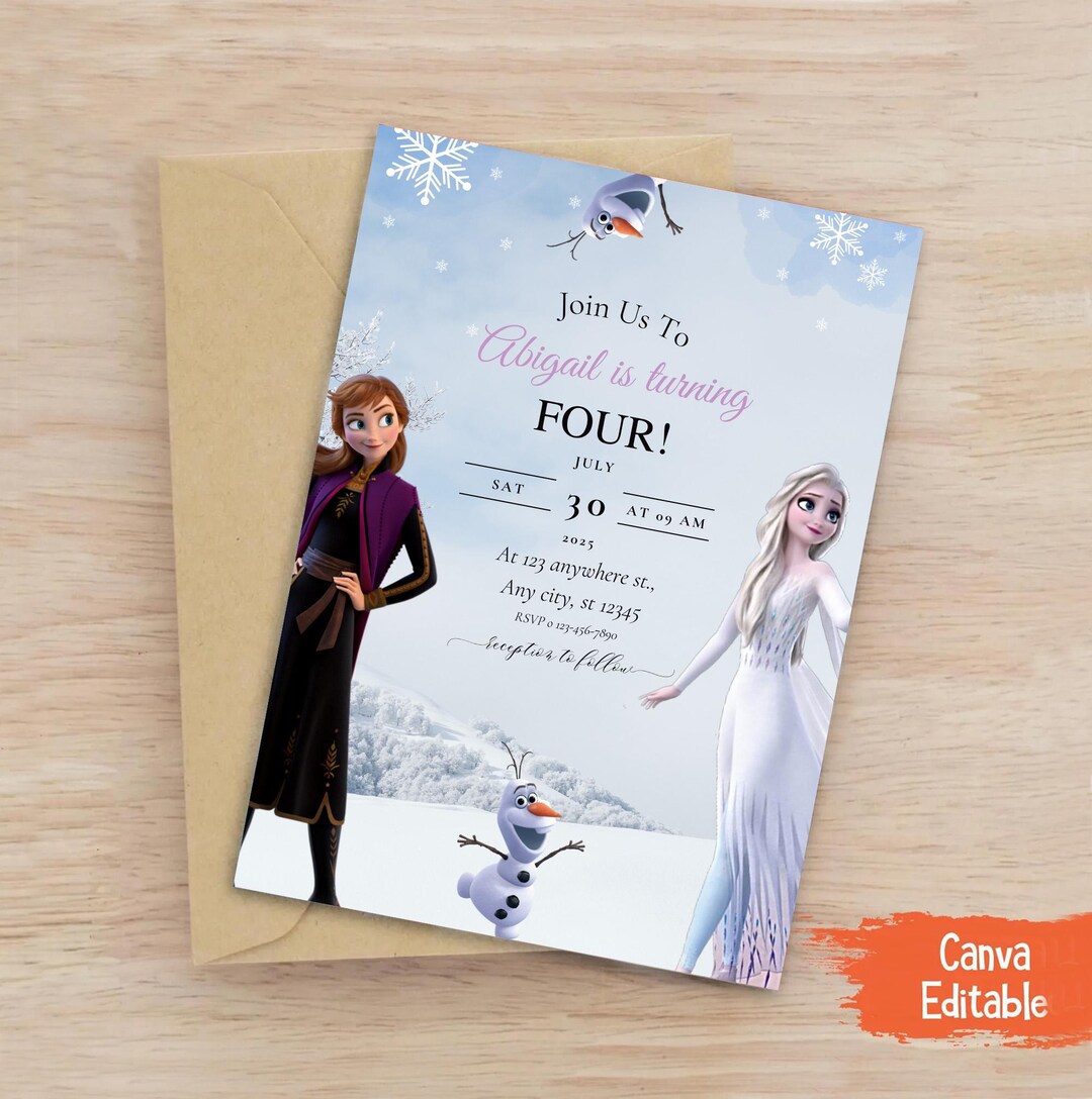 Frozen-themed Birthday Invitation for Girls, Customizable Princess Elsa ...