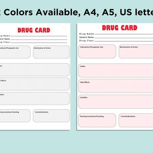 Drug Card Template, Pharmacology Concept Map for Nurses, A4, A5, US ...