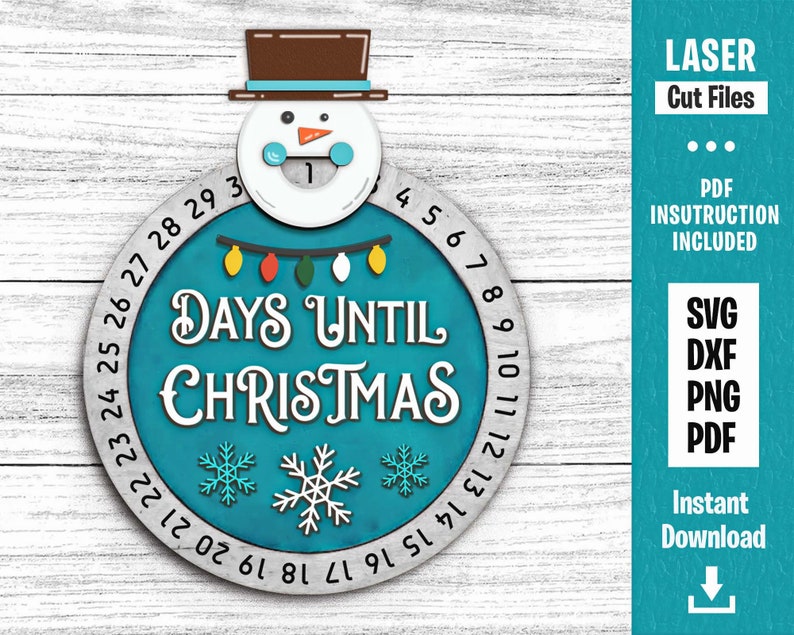 Snowman Ornament, Christmas Snowman Countdown SVG, Snowman Christmas ...