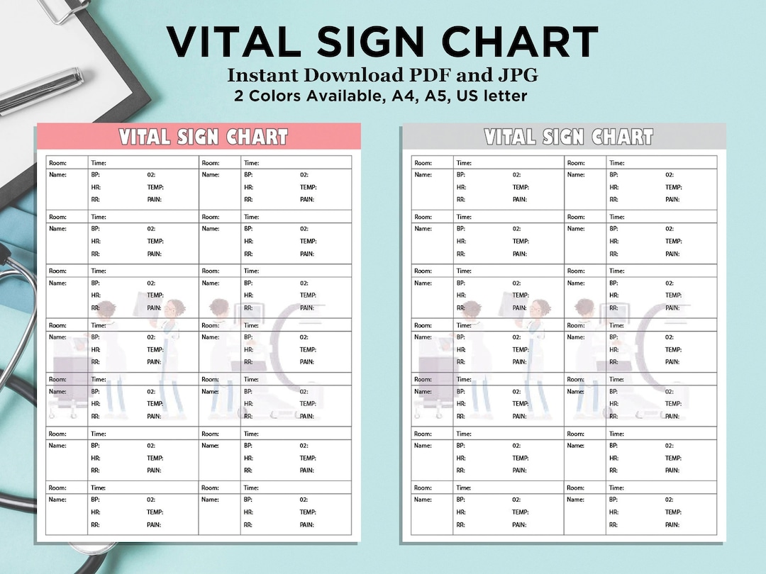 Vital Sign, Patient Vital Sign Chart, A4, A5, US Letter PDF - Etsy