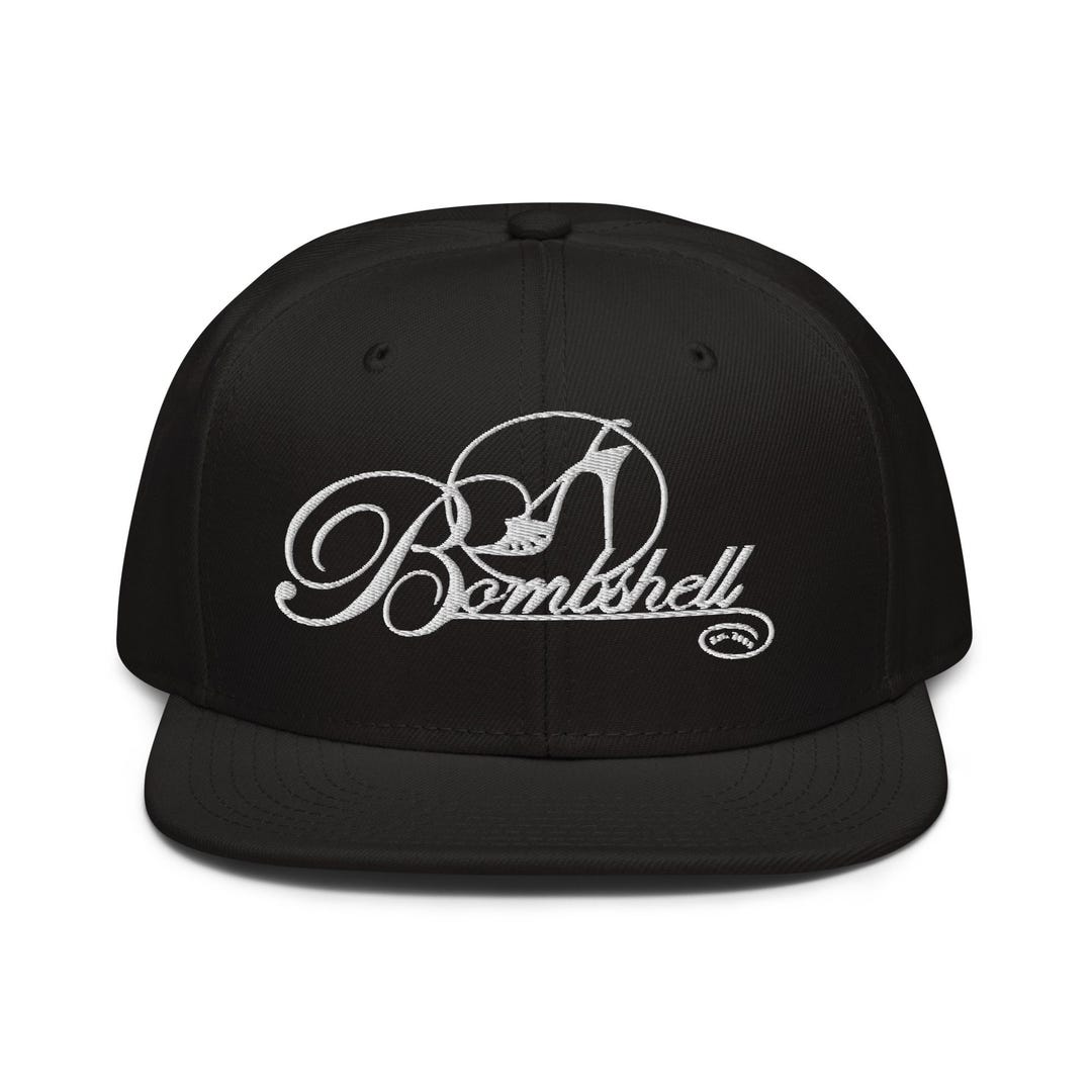 Bombshell Embroidered Snapback Hat: Stiletto Logo, Black & White - Etsy