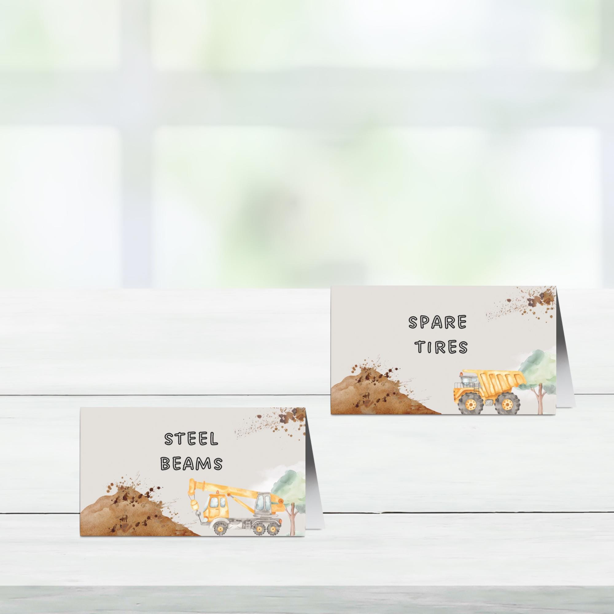 Construction Food Labels Construction Buffet Card Construction Trucks ...